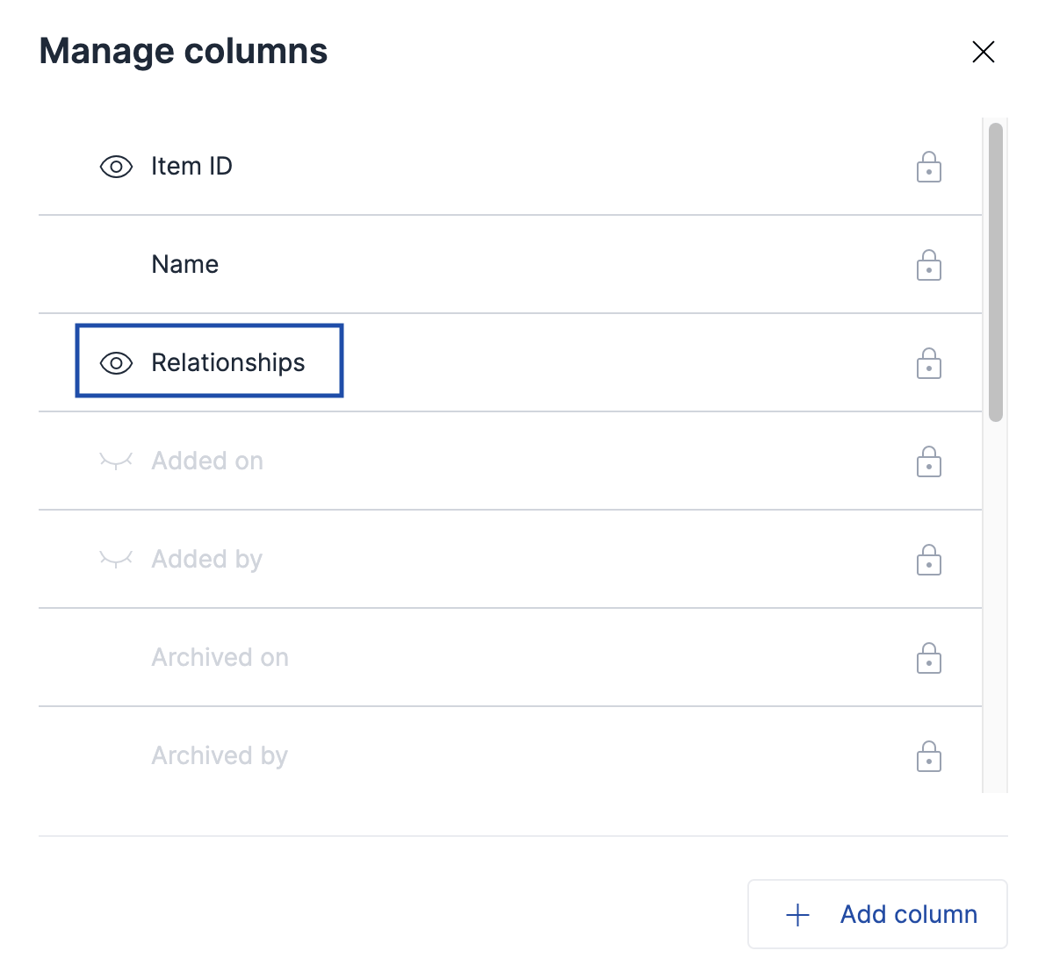 How to use the Relationships column?