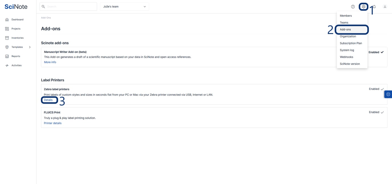 How to integrate a Zebra Printer with SciNote